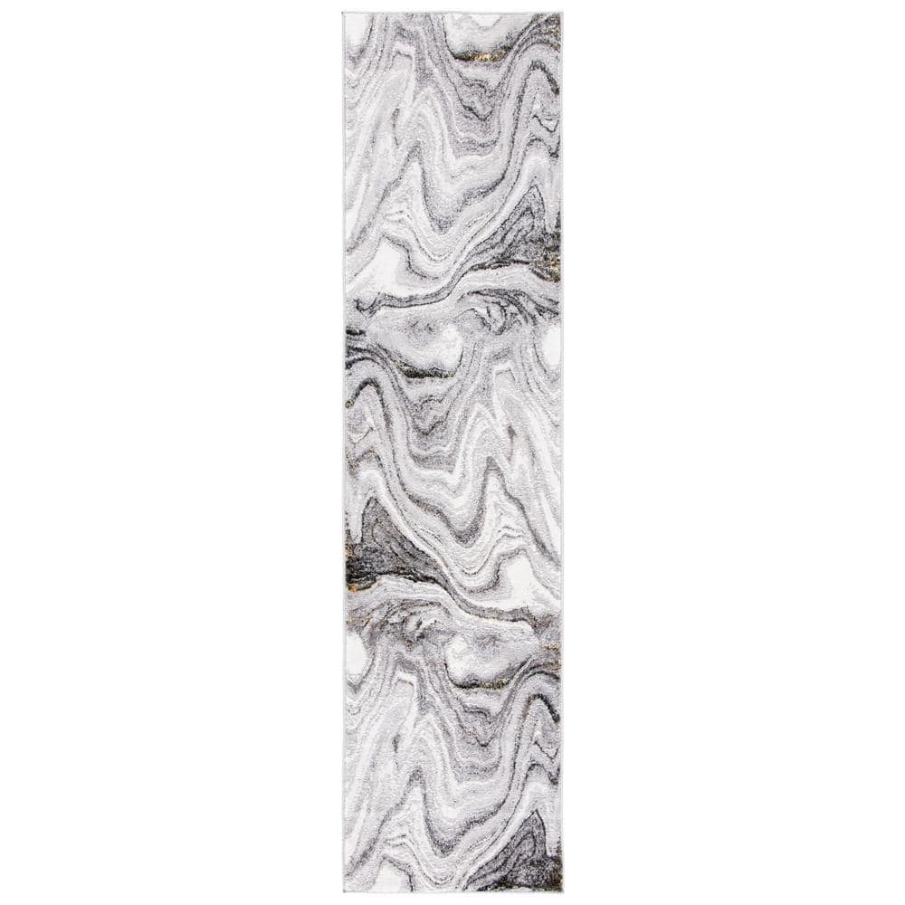 SAFAVIEH Amelia Gray/Gold 2 ft. x 8 ft. Abstract Gradient Runner Rug ...