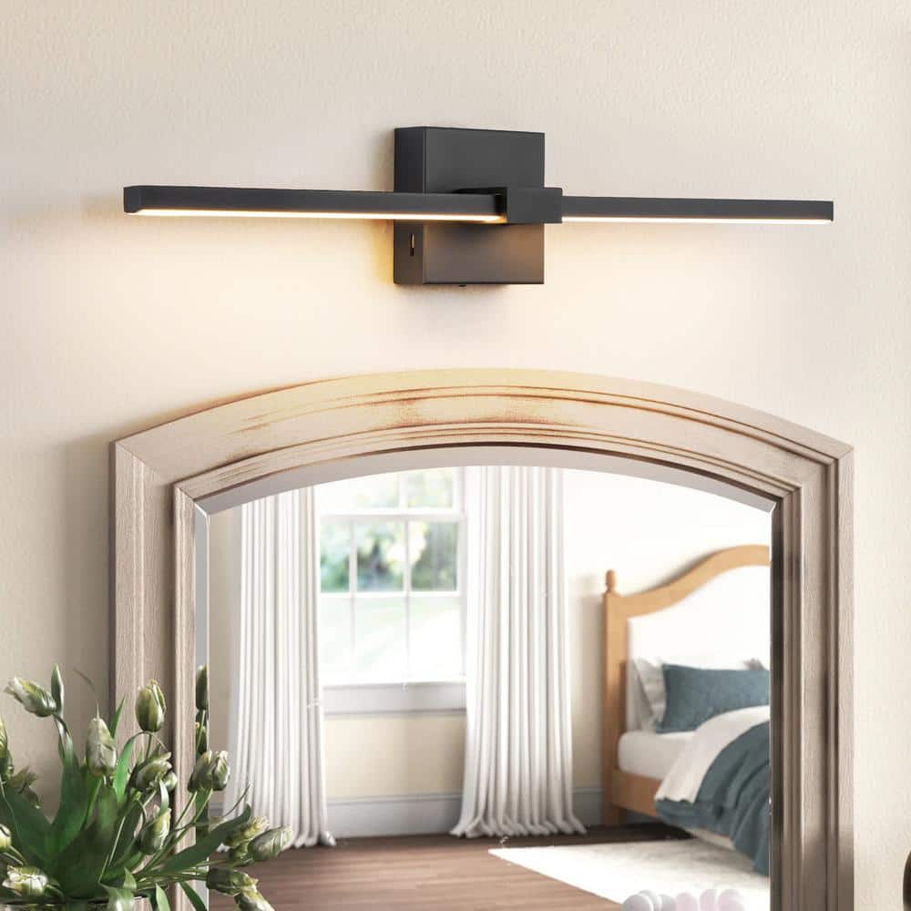 Rennnsan Gianna 24 in. 1-Light Black Linear Dimmable LED Wall Sconce ...