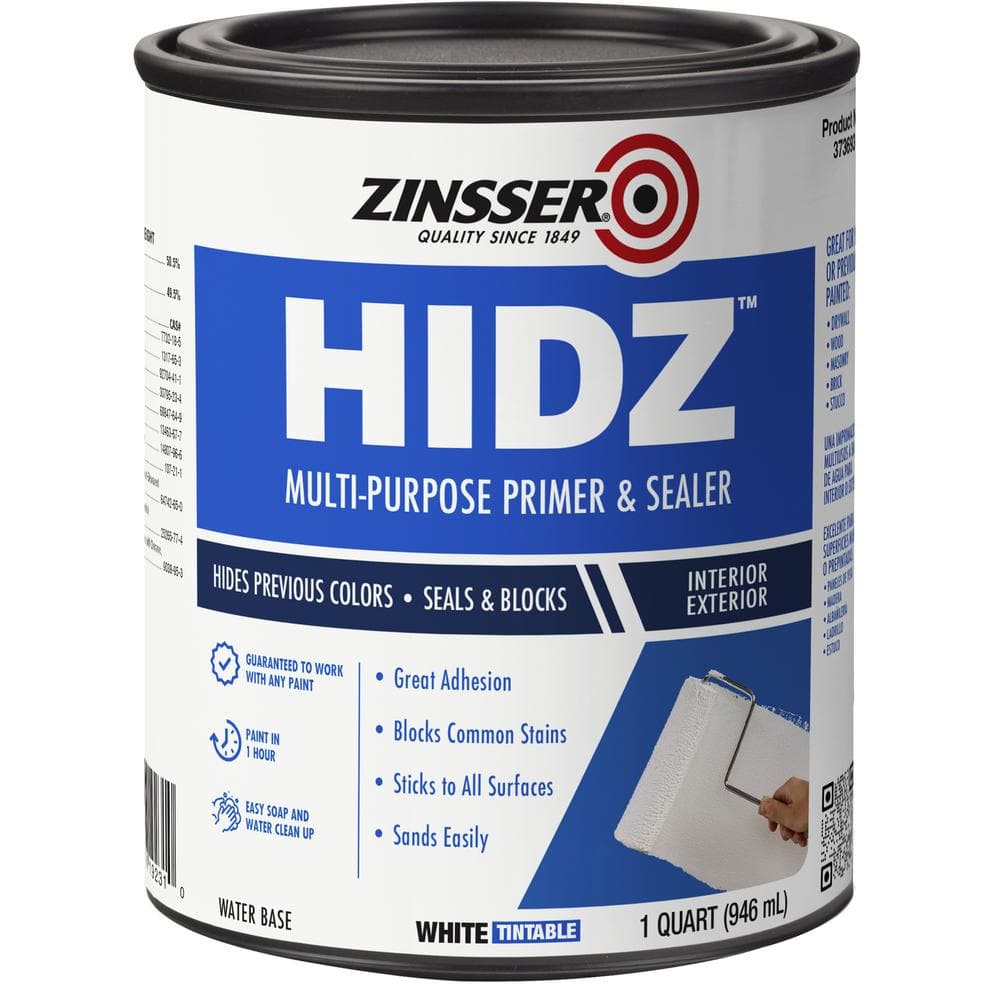 Zinsser 1 Qt. Hidz White Water Based Interior/Exterior Primer and ...