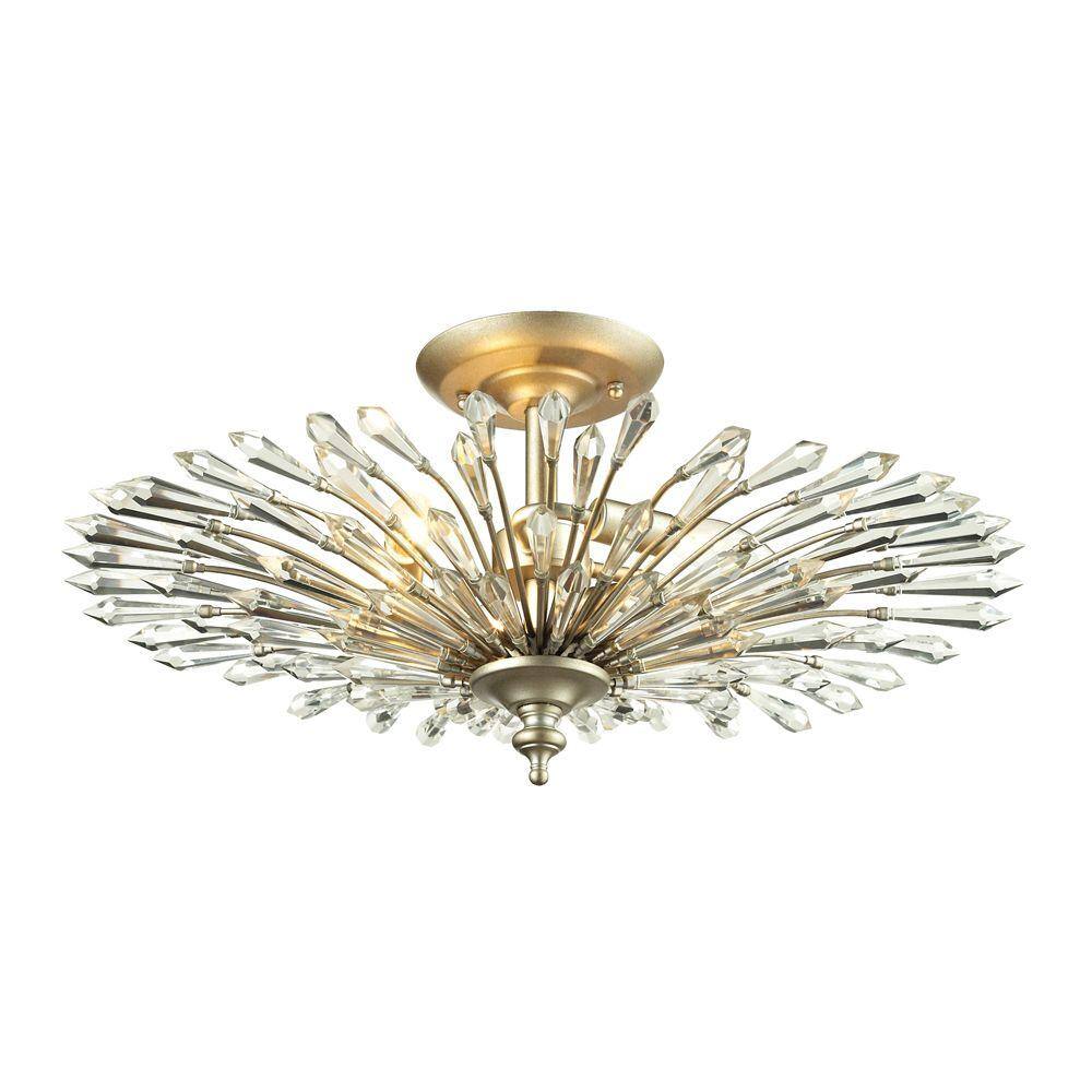 Titan Lighting Bruyere Collection 3-Light Aged Silver Semi-Flush Mount ...