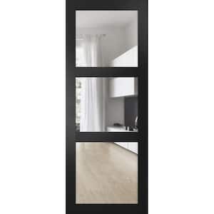 Sartodoors 36 in. x 84 in. Solid Wood Frosted Glass Black Matte ...
