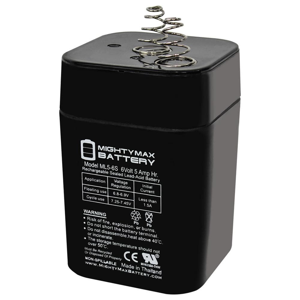 MIGHTY MAX BATTERY 6V 5Ah Sealed Lead Acid Battery for Eveready 5109L ...