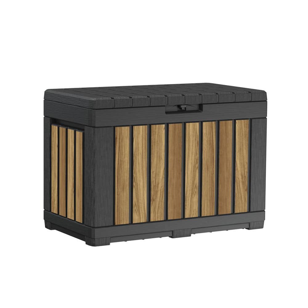 Keter Oakridge 50 Gal. Weather Resisitant Plastic Resin Deck Box in Oak ...