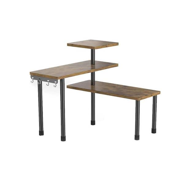 Rustic Brown 26.8 in. x 15.2 in. Wood Modern 3 Tier Adjustable Desk ...