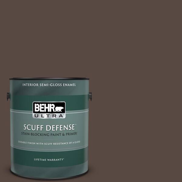 BEHR ULTRA 1 gal. #780B-7 Bison Brown Extra Durable Semi-Gloss Enamel ...
