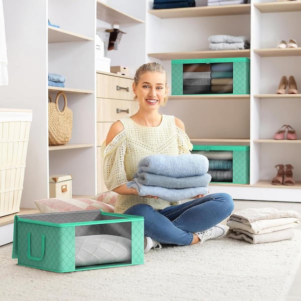 Sorbus Medium Clothes Storage Bags Foldable Blanket Storage Bins for Organizing Bedroom Closet Clothing Comforter Organization with Clear Window