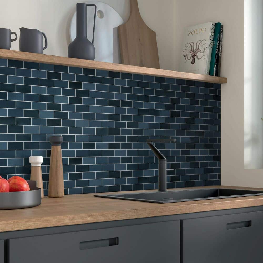 sunwings Subway Blue Mixed 6 in. x 6 in. Stone Composite Handmade Looks ...