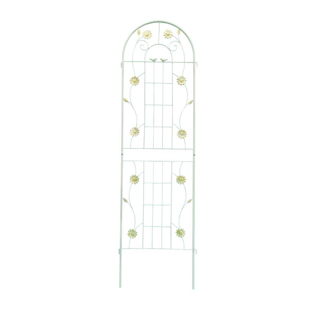 Zeus & Ruta 71 in. White Metal Garden Trellis Rustproof Trellis for ...