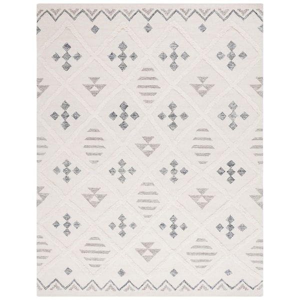 SAFAVIEH Casablanca 8 ft. x 10 ft. Ivory/Black Diamond Geometric High ...