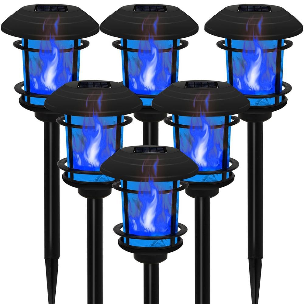 Angel Sar Blue Waterproof Solar Flame Torch Lights for Lawn Patio Yard ...
