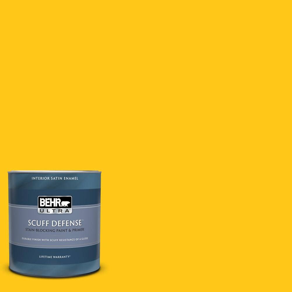 BEHR ULTRA 1 qt. #P300-7 Unmellow Yellow Extra Durable Satin Enamel ...