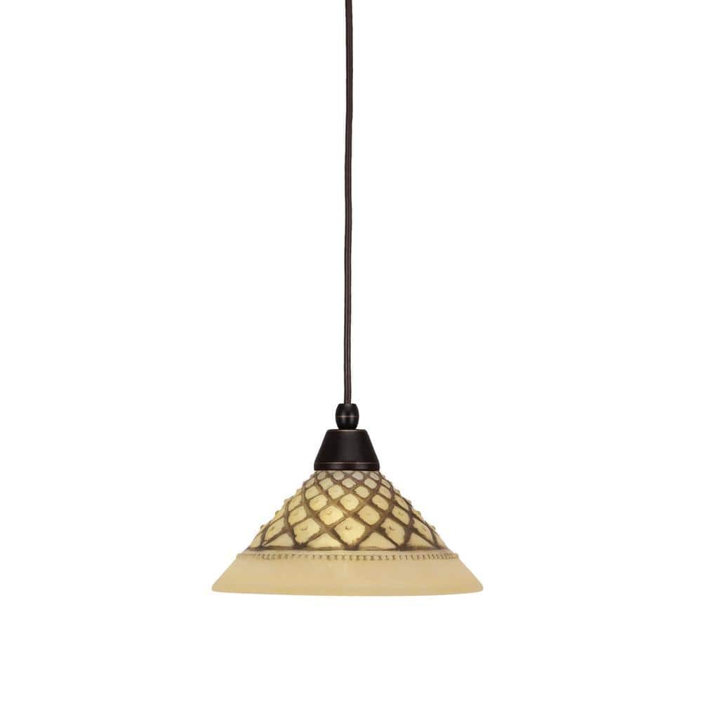 Bryson 100-Watt 1-Light Brown Shaded Pendant Light Mini Pendant with 10 ...