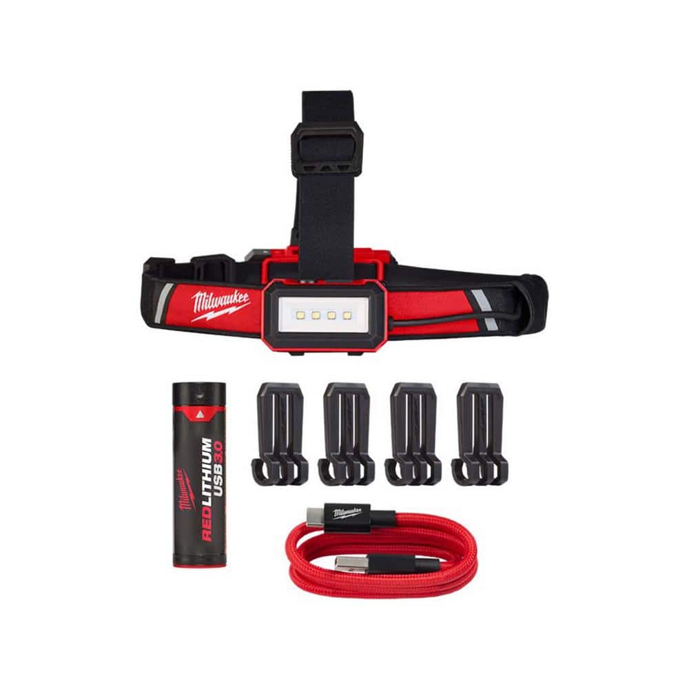 Milwaukee 600 Lumens LED REDLITHIUM USB Low-Profile Hard Hat Headlamp ...