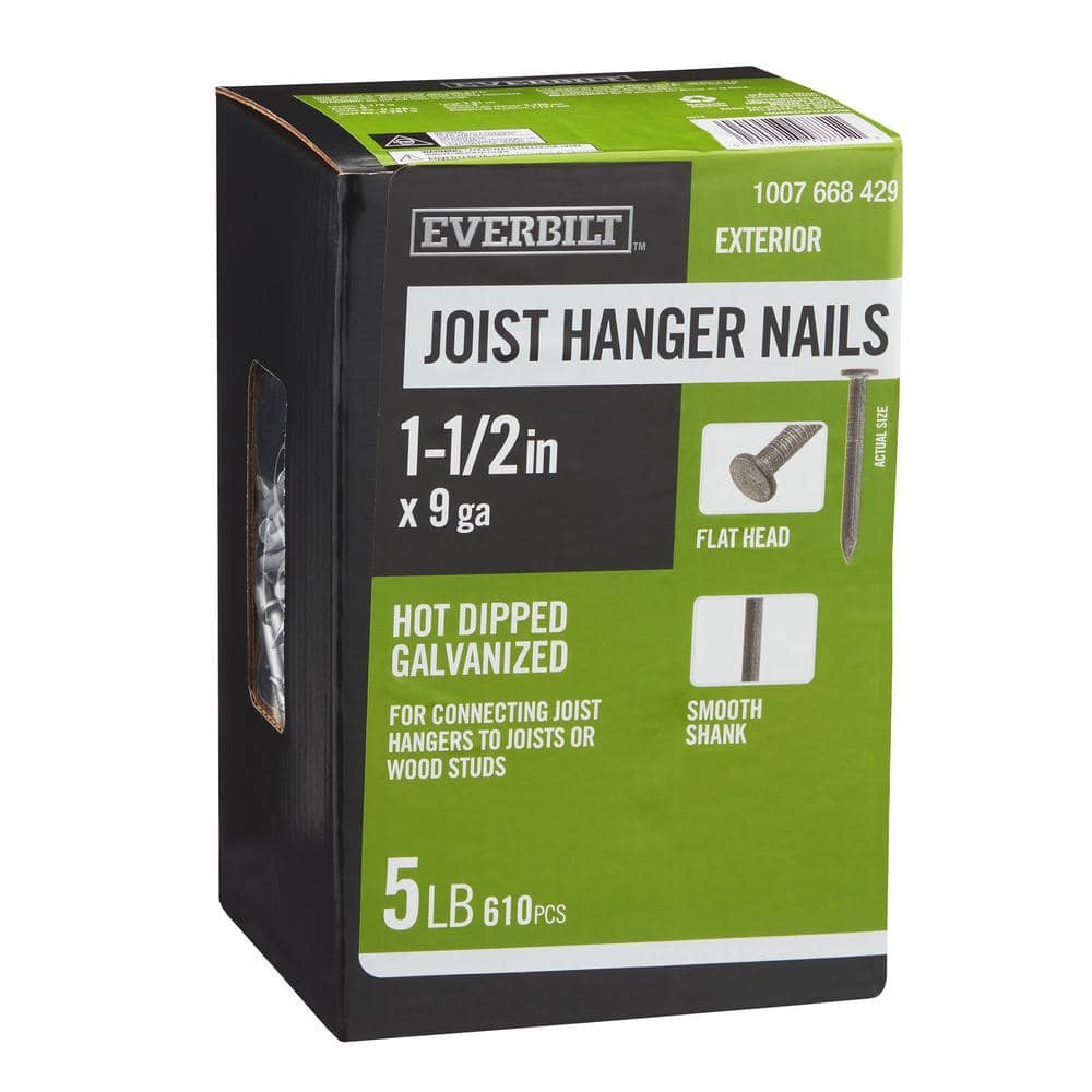Everbilt 1-1/2 in. x 4D Hot Dipped Galvanized Joist Hanger Nails 5 lbs ...