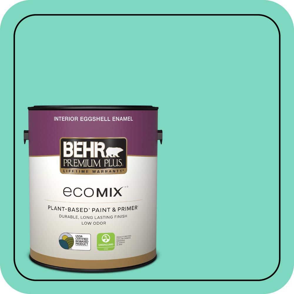 BEHR PREMIUM PLUS 1 gal. #480A-3 Mint Majesty Eggshell Enamel EcoMix ...