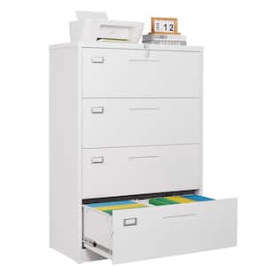 White Steel File Cabinet with 4-Drawer and Lock SBKS202269W-2 - The ...