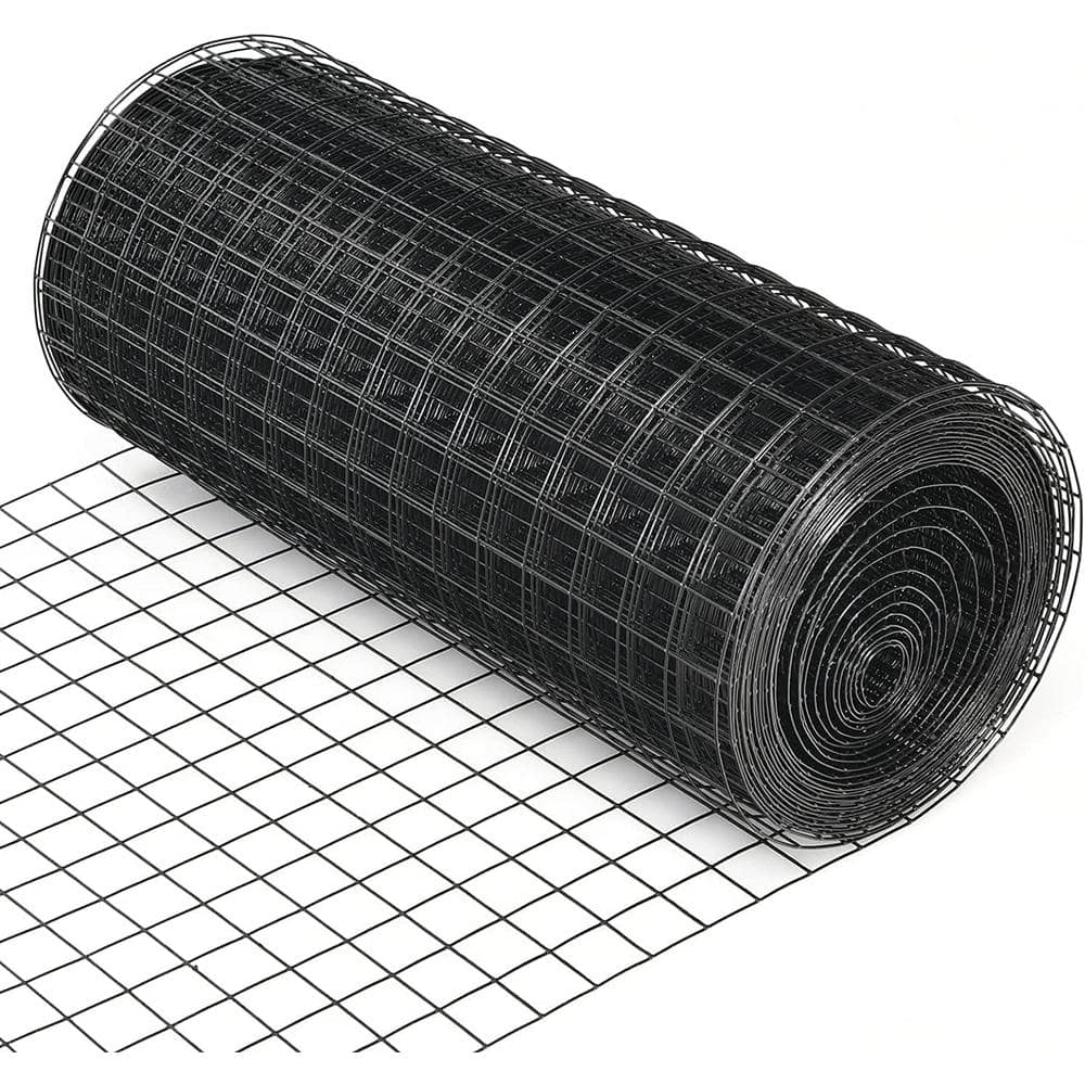 Fencer Wire 4 ft. x 50 ft. 14-Gauge Black PVC Coated Welded Wire Fence ...