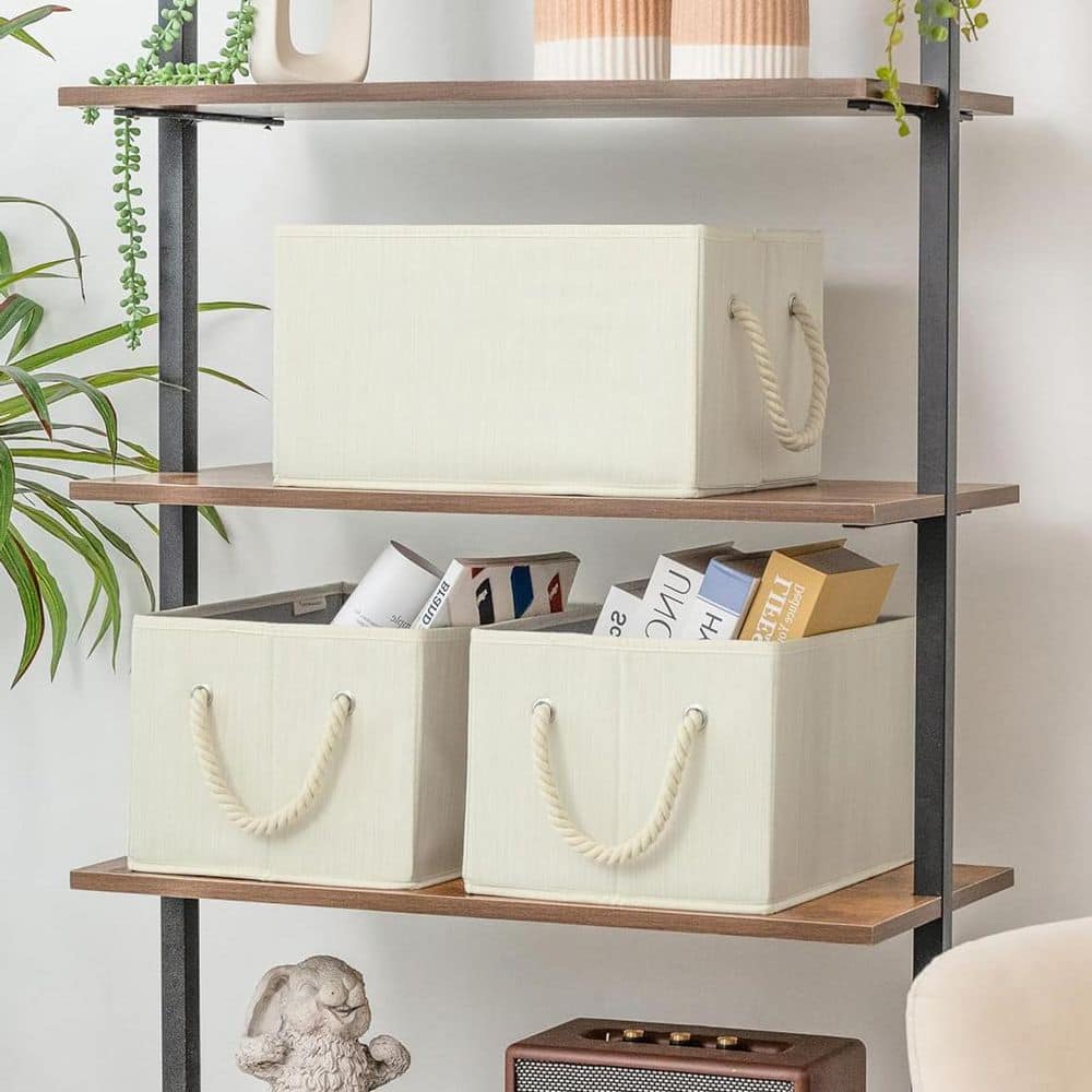 White 10 in. x 8 in. Cardboard Decorative Basket Set of 3 Z01CZUJACQ ...