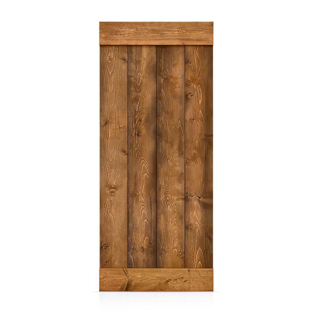 CALHOME 28 in. x 58 in. Walnut Solid Pine Wood Bathroom Stall Partition Door Slab PTT-DOOR-01 ...