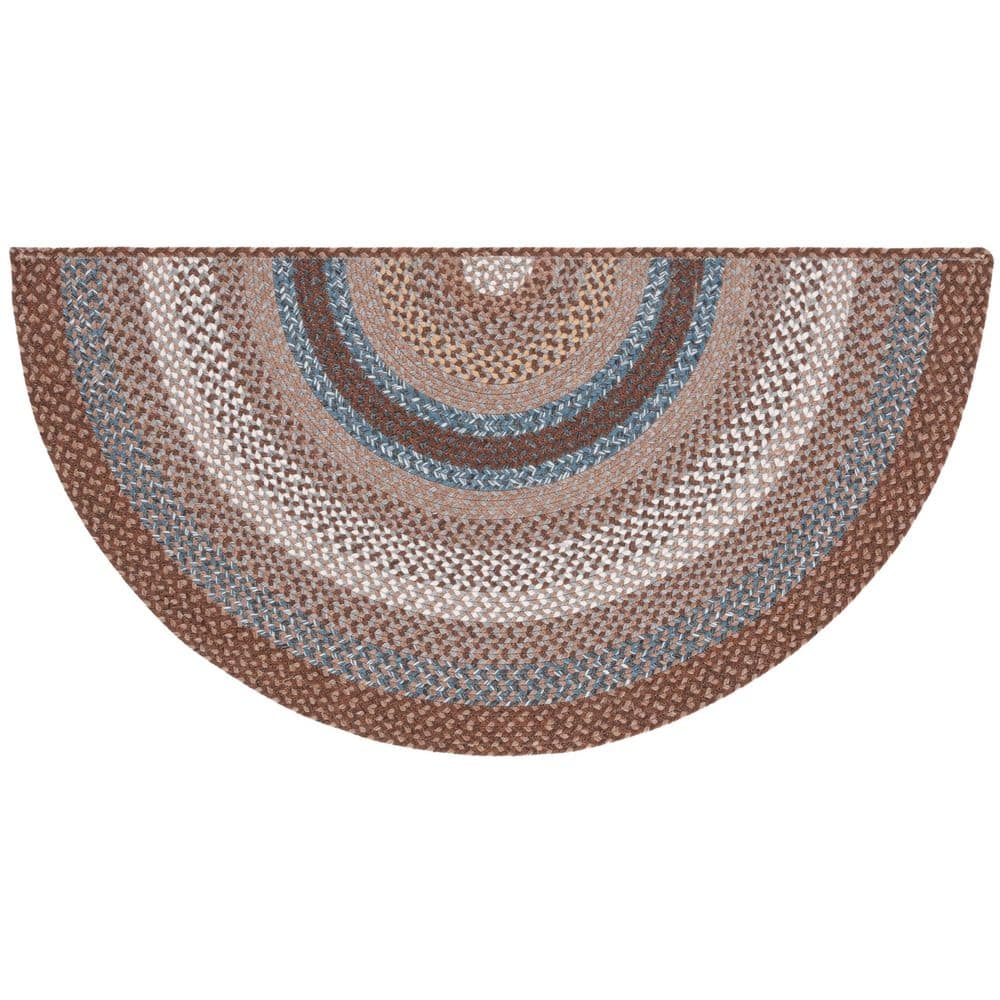 SAFAVIEH Braided Brown/Multi 3 ft. x 5 ft. Machine Washable Border ...