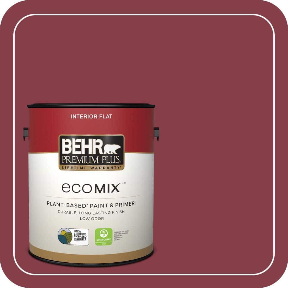 BEHR PREMIUM PLUS 1 gal. #S-H-120 Antique Ruby Flat EcoMix Plant-Based Interior Paint & Primer ...