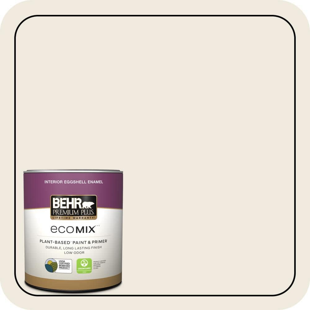 BEHR PREMIUM PLUS 1 qt. #W-B-710 Almond Cream Eggshell Enamel EcoMix ...
