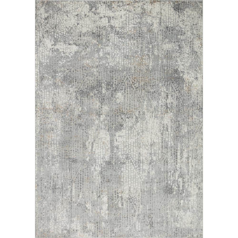 Pasargad Home Stella Light Grey 9 ft. x 12 ft. Abstract Area Rug pvga ...