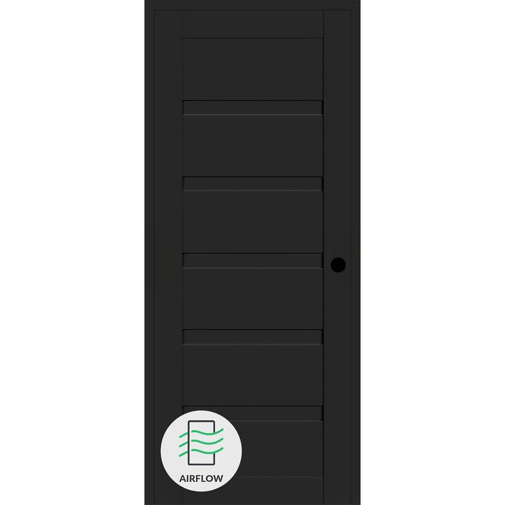 Belldinni Louver N DIY-Friendly 36 in. х 84 in. Left-Hand Black Matte ...