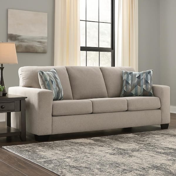 Benjara Gavin 38 in. Square Arm Polyester Rectangle Loose Back Sofa in ...