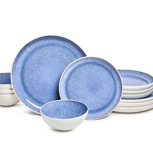 Sango Frill 12-Piece Casual Reactive Blue Dinnerware Set (Service for 4 ...