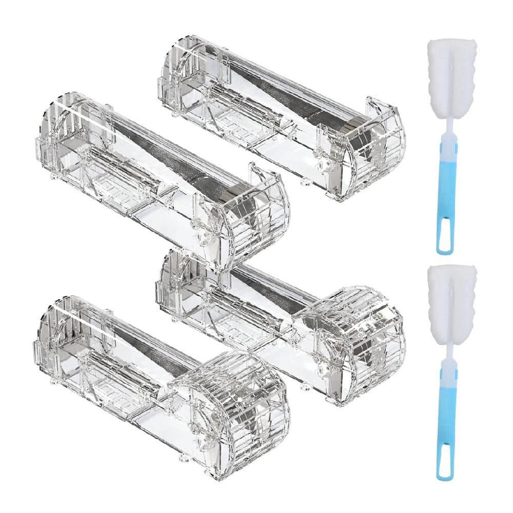Oyezvary 4-Piece Humane Live Mouse Trap Cage with Reusable Safe Catch ...