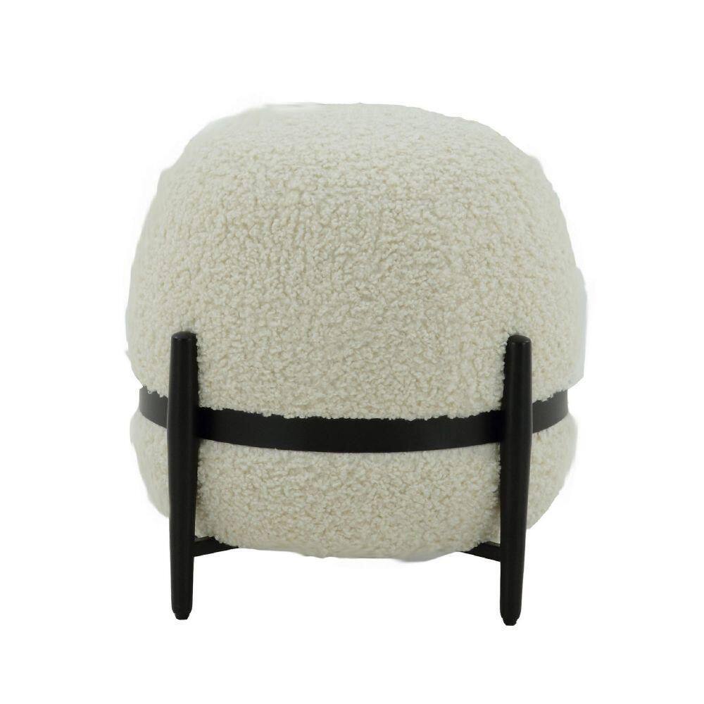 Benjara Reno White and Black Soft Sherpa Fabric Fitted Metal Case ...