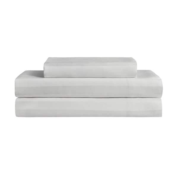 The Sheet Lab Regal Dreams 3-Piece White Striped Cotton Twin Deep ...