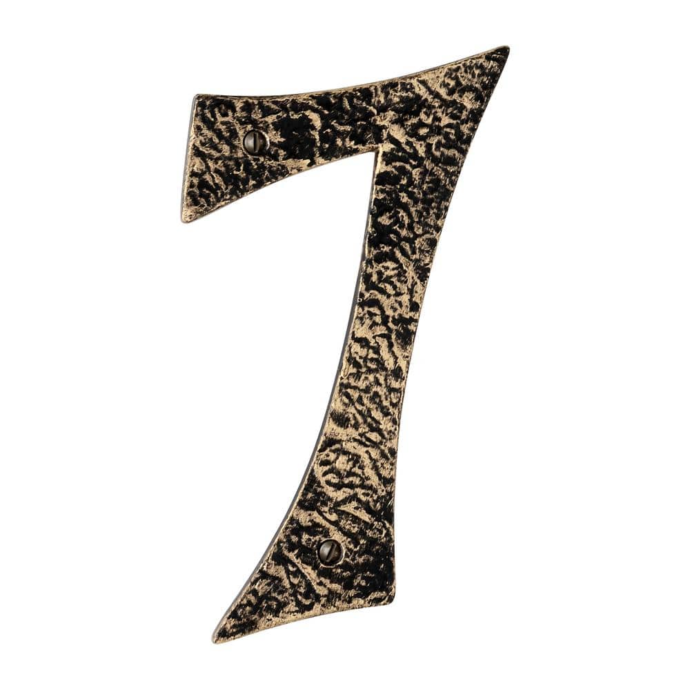 Mascot Hardware Hammered 6 in. Antique Brass House Number 7 HN1-6-08ABP ...