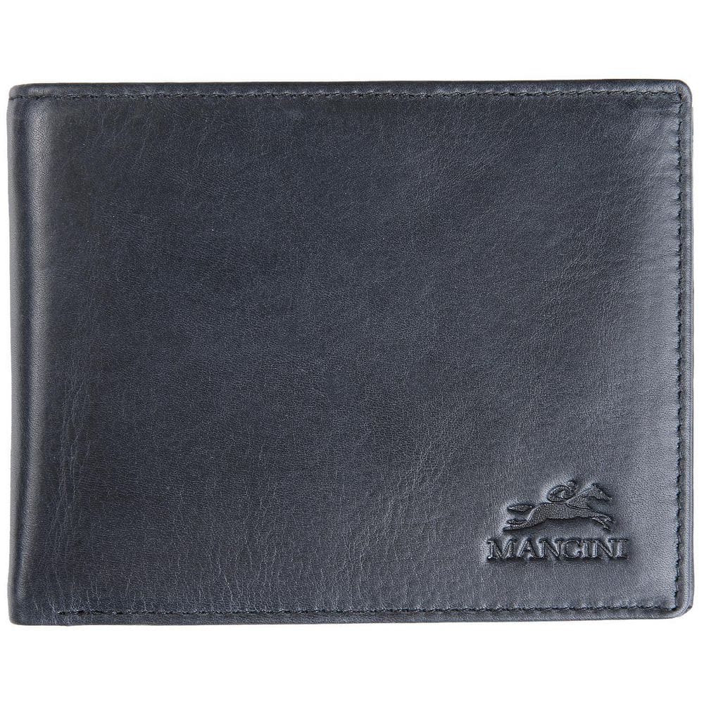 MANCINI Bellagio Collection Black Leather Center Wing RFID Wallet ...