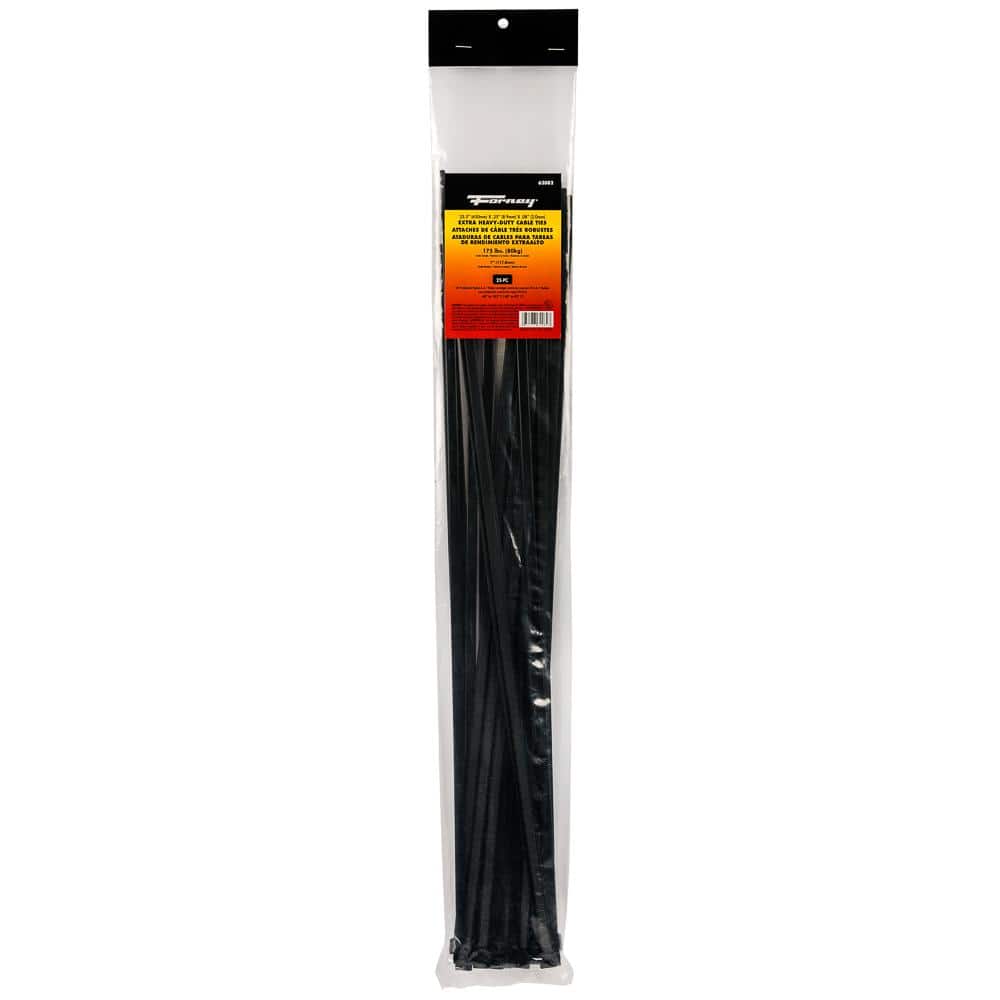 Forney Cable Ties 25-1/2 in. Black (UV Protected) Extra Heavy-Duty (25 ...