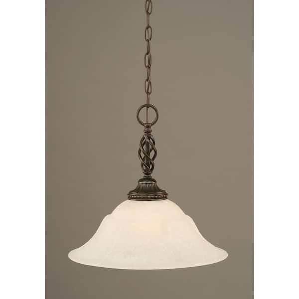 Bridgewater 100-Watt 1-Light Dark Granite Shaded Pendant Light with 16 ...