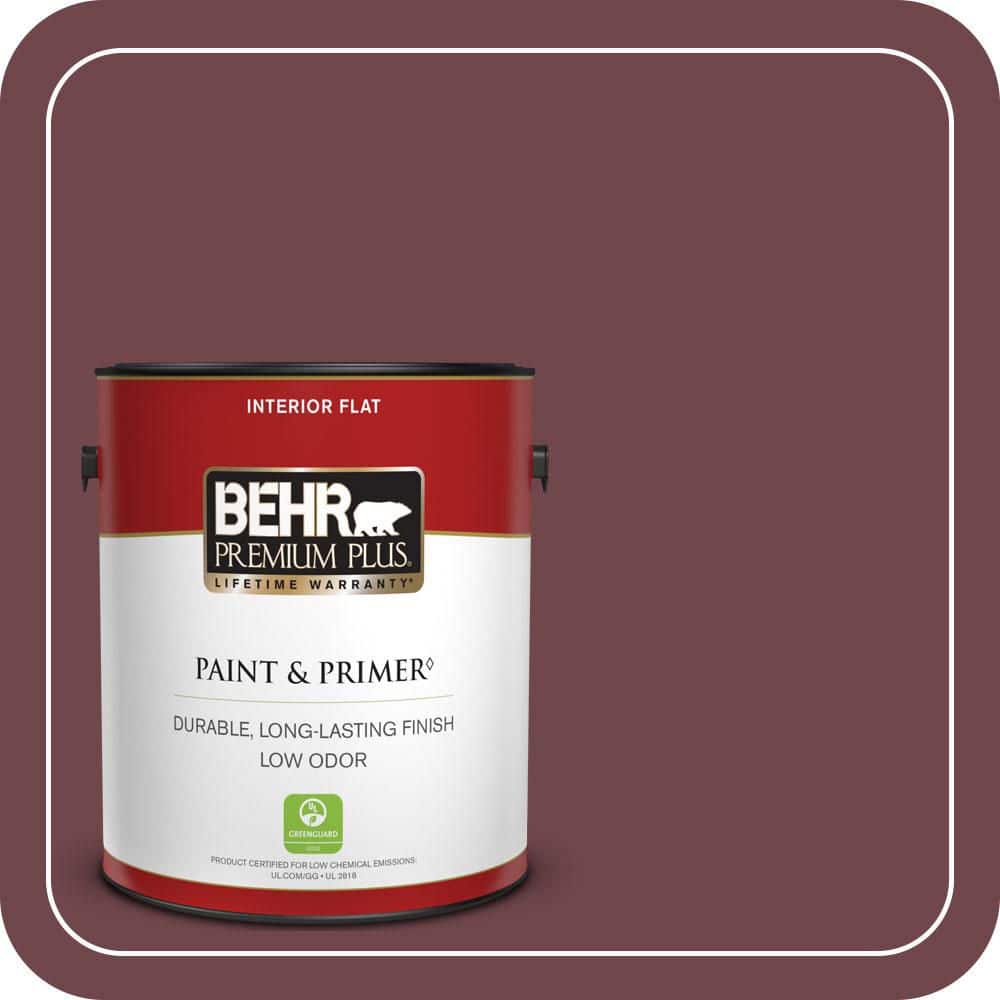 BEHR PREMIUM PLUS 1 gal. #PPU1-14 Formal Maroon Flat Low Odor Interior ...