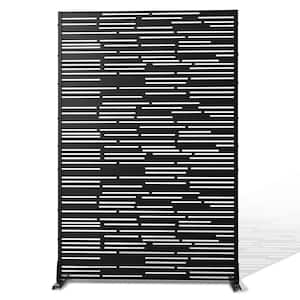 TUYOHW 44" W x 71" H Black Metal Privacy Screen-Decorative Outdoor ...