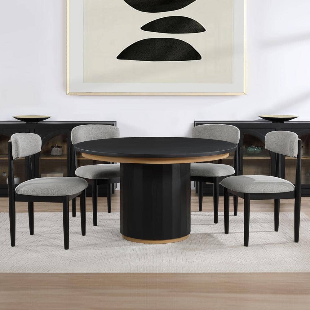 Steve Silver Magnolia 5 Piece Black Round Wood Dining Set Seats 4 ...