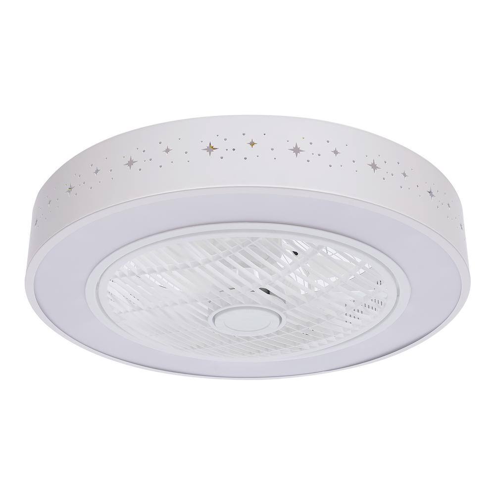 OUKANING 21.6 in. Modern White Indoor Star Decor Shade Integrated LED ...