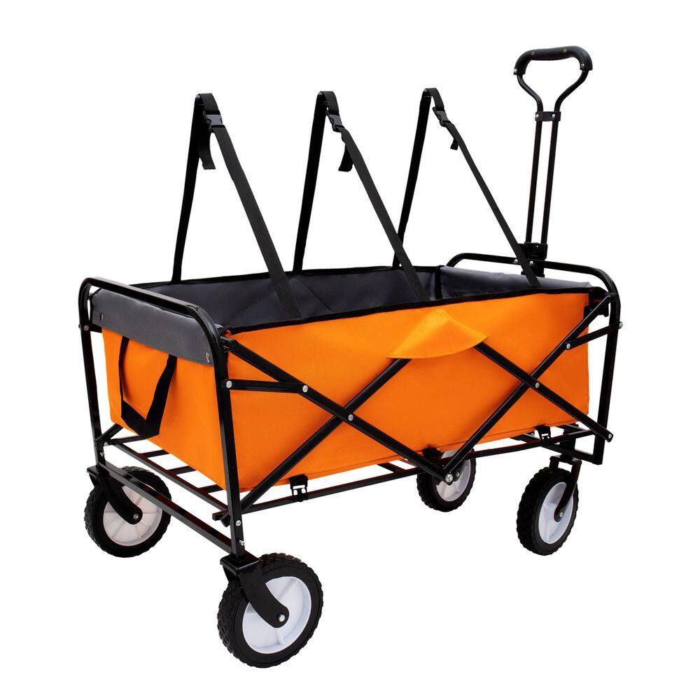 Otryad 17 cu. ft. Orange Fabric Collapsible Garden Cart, Utility Wagon ...