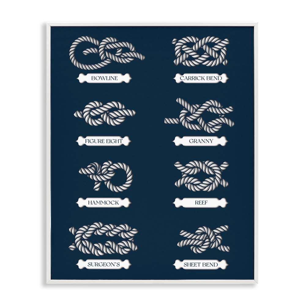 Stupell Industries Boating Knots Nautical Diagram by Lil' Rue White ...