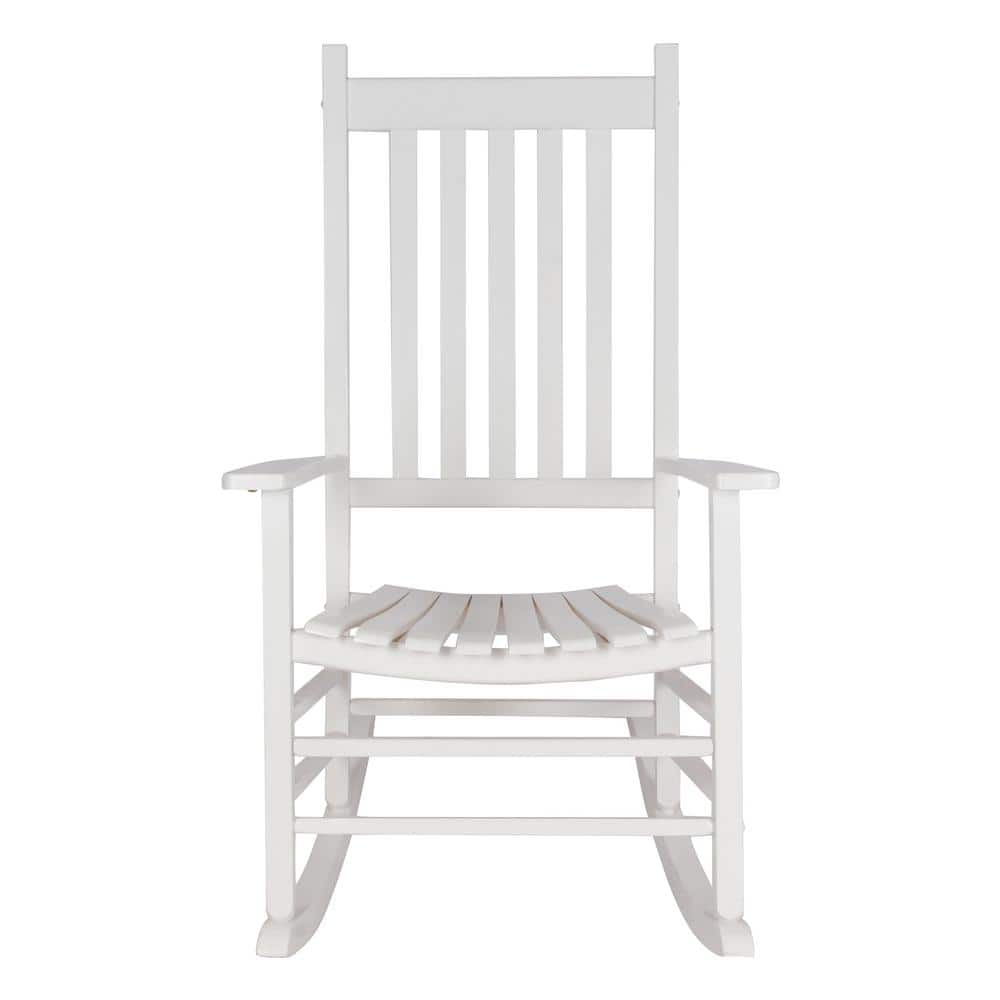 Shine Company Vermont Porch Rocker White Wood Outdoor Rocking Chair 4332WT