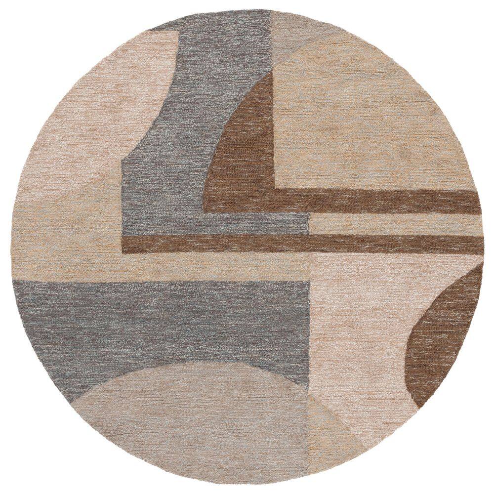SAFAVIEH Natural Fiber 6 ft. x 6 ft. Natural/Gray Geometric Round Area ...