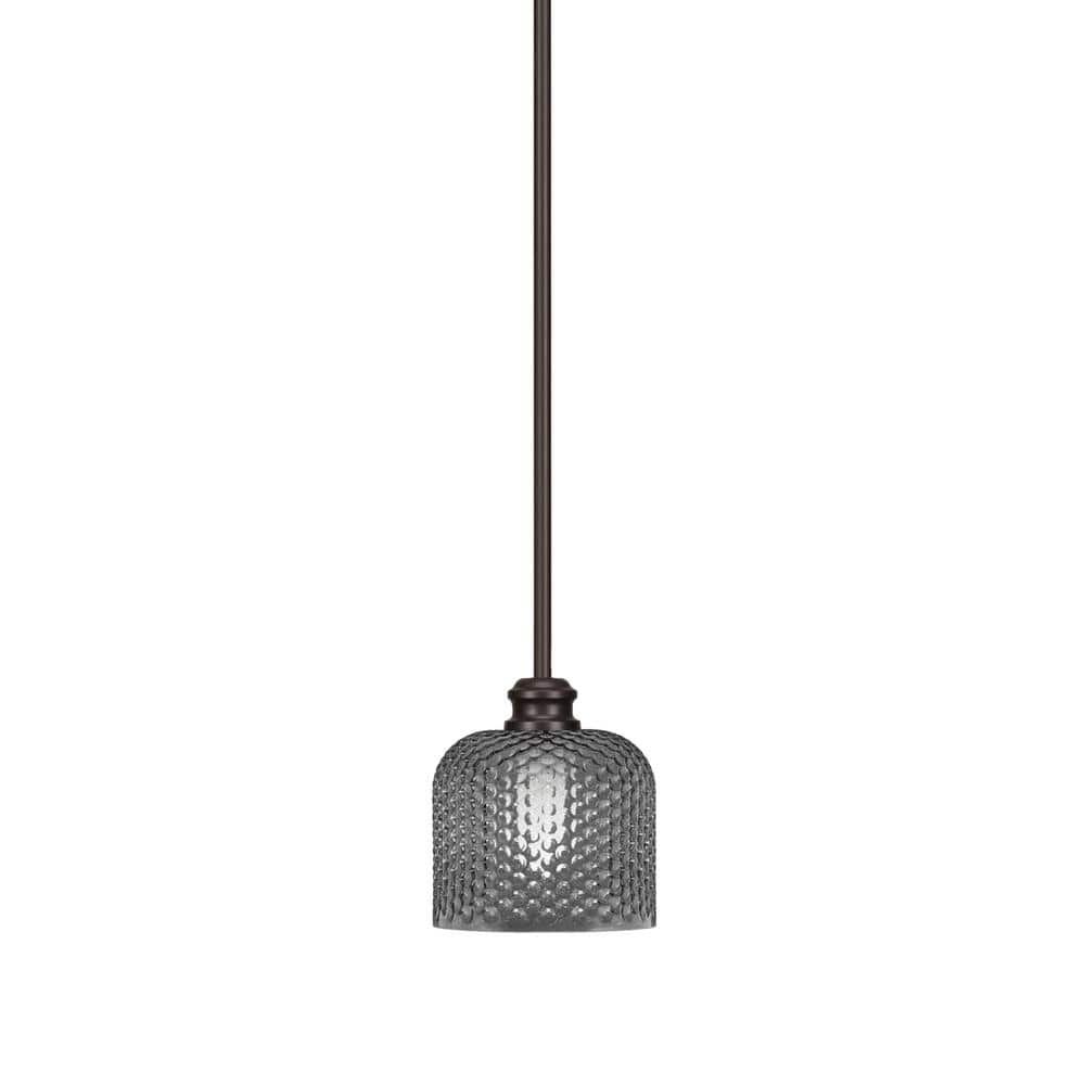 Albany 60-Watt 1-Light Espresso Shaded Pendant Light with Smoke ...