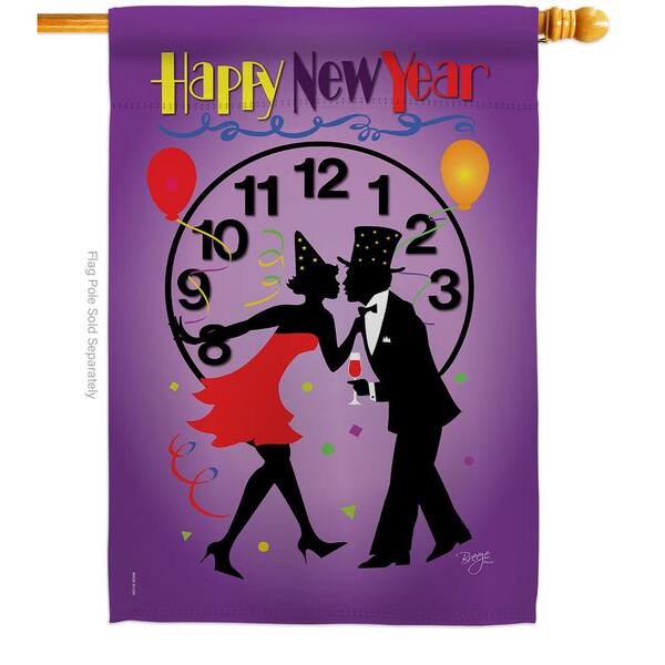 Breeze Decor 28 in. x 40 in. New Year House Flag Double-Sided Winter ...