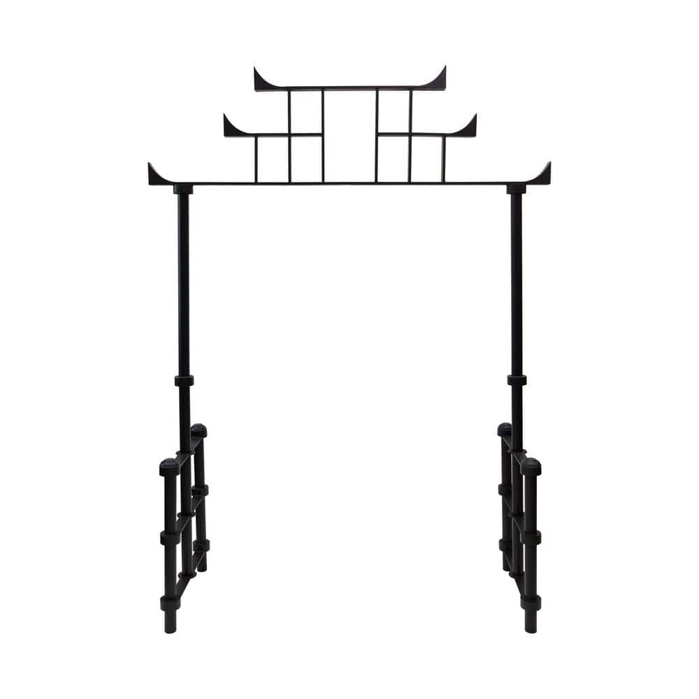 ACHLA DESIGNS 98 in. x 72 in. Wrought Iron Torii Arbor with Spiked ...