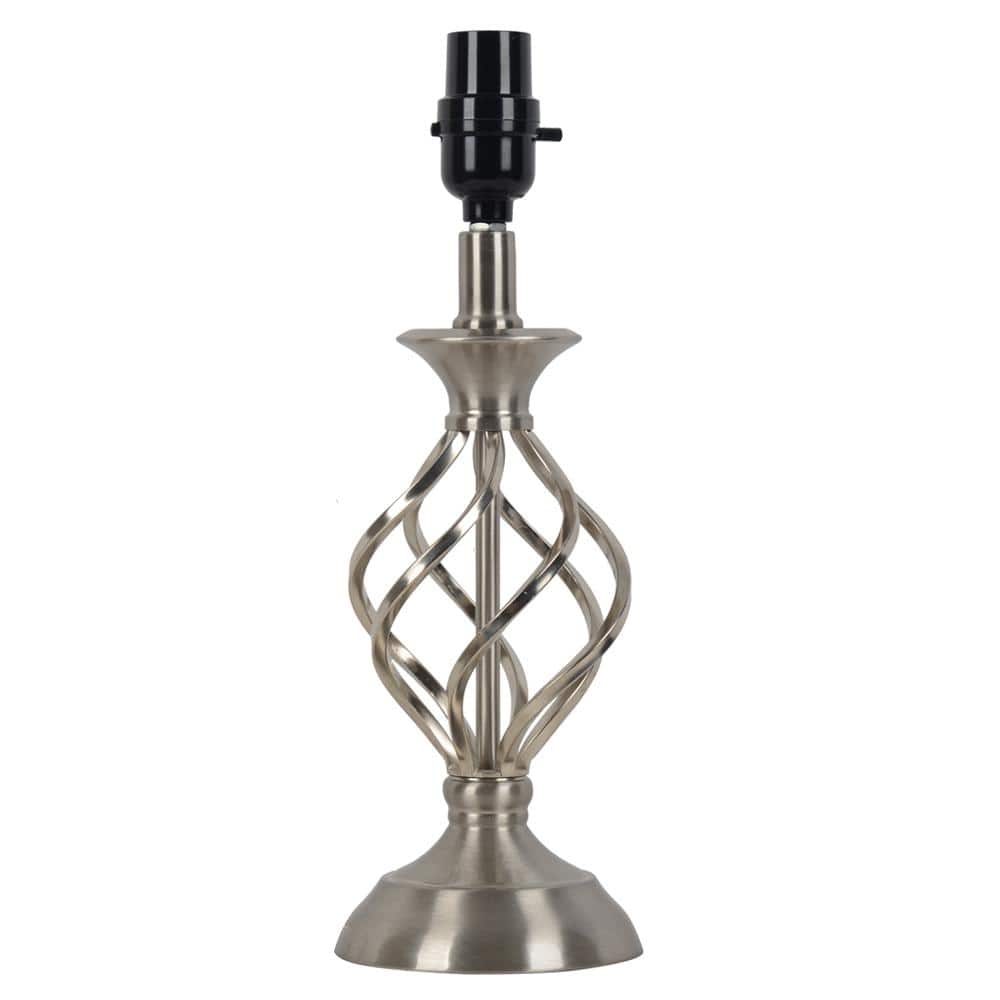 Hampton Bay Mix and Match 13.75 in. H Brushed Steel Cage Accent Lamp ...