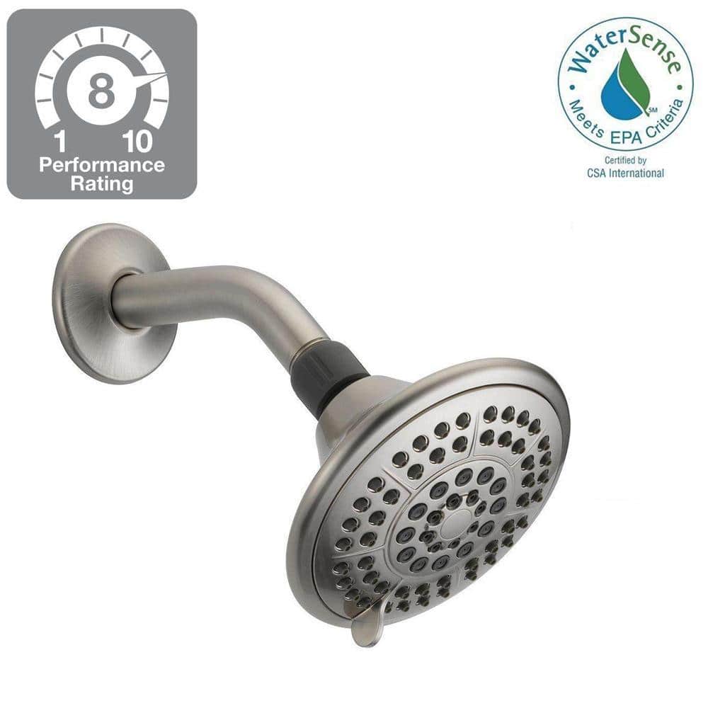 Delta 5-Spray 5 in. Shower Head in Brushed Nickel with Pause 75554SN ...